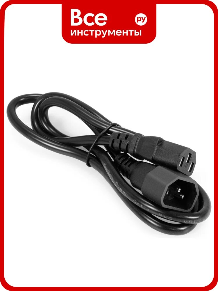 Кабель питания ExeGate Power EC-1P C13- C14, VDE-250V-3 1.0mm2, медь, черный, 16A, 1м 297749