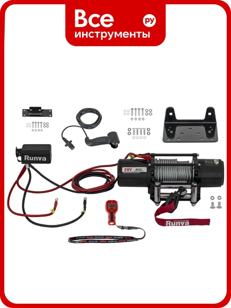 Электрическая лебёдка Runva 12V 6000 lbs 2722 кг стальной трос EWV6000S