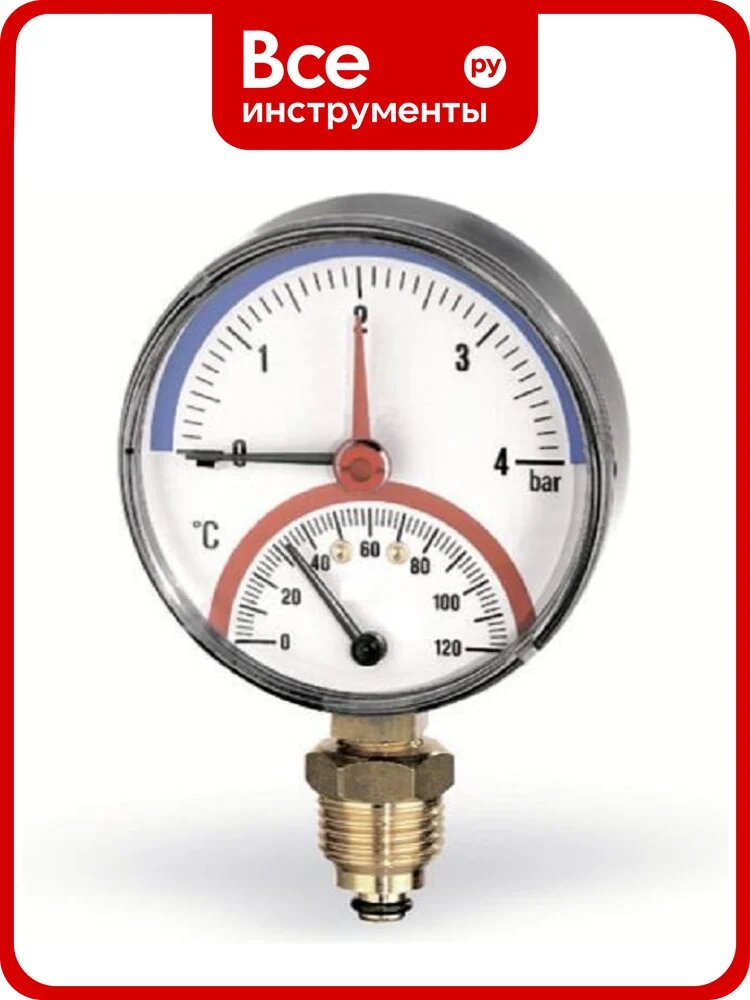Термоманометр вертикальный Watts 80- 1/2-120C- 4bar F+R828 (TMRP) 0333004 (10025526) 10009473
