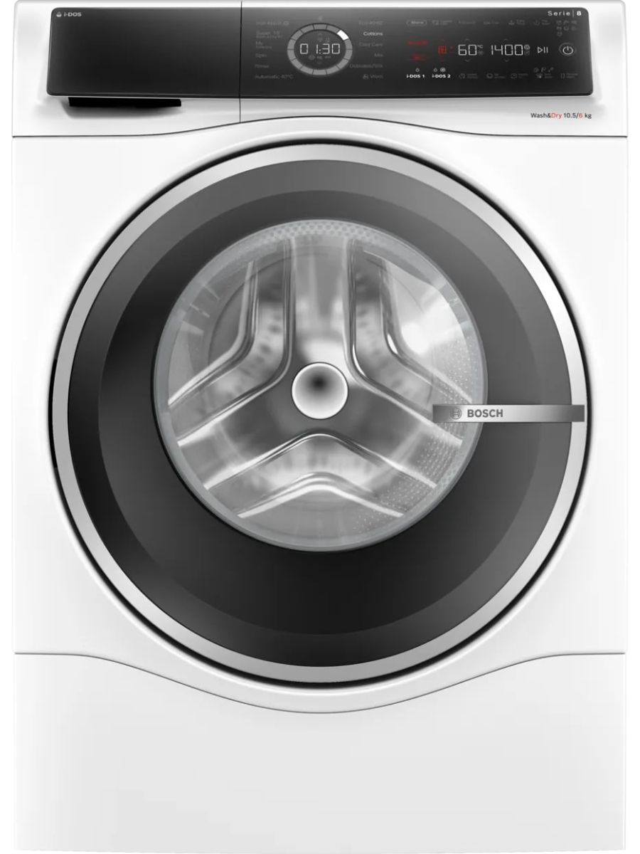 Стиральная машина с сушкой 10.5/6 кг Bosch Serie 8 WNC254A0ME, инверторный двигатель, белая