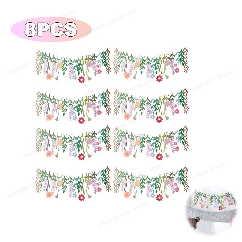 Детская гирлянда с цветами и листьями 3 м 8PCS