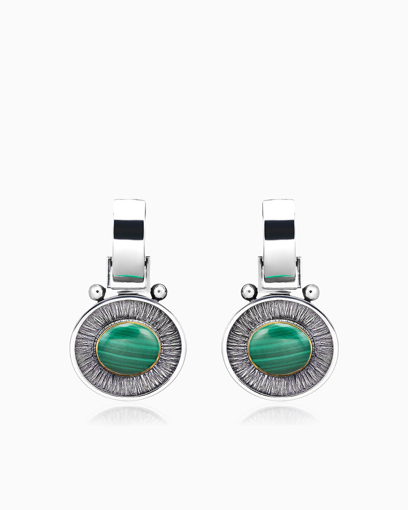 Серьги SARKISSIAN, серебро, 925 проба, малахит