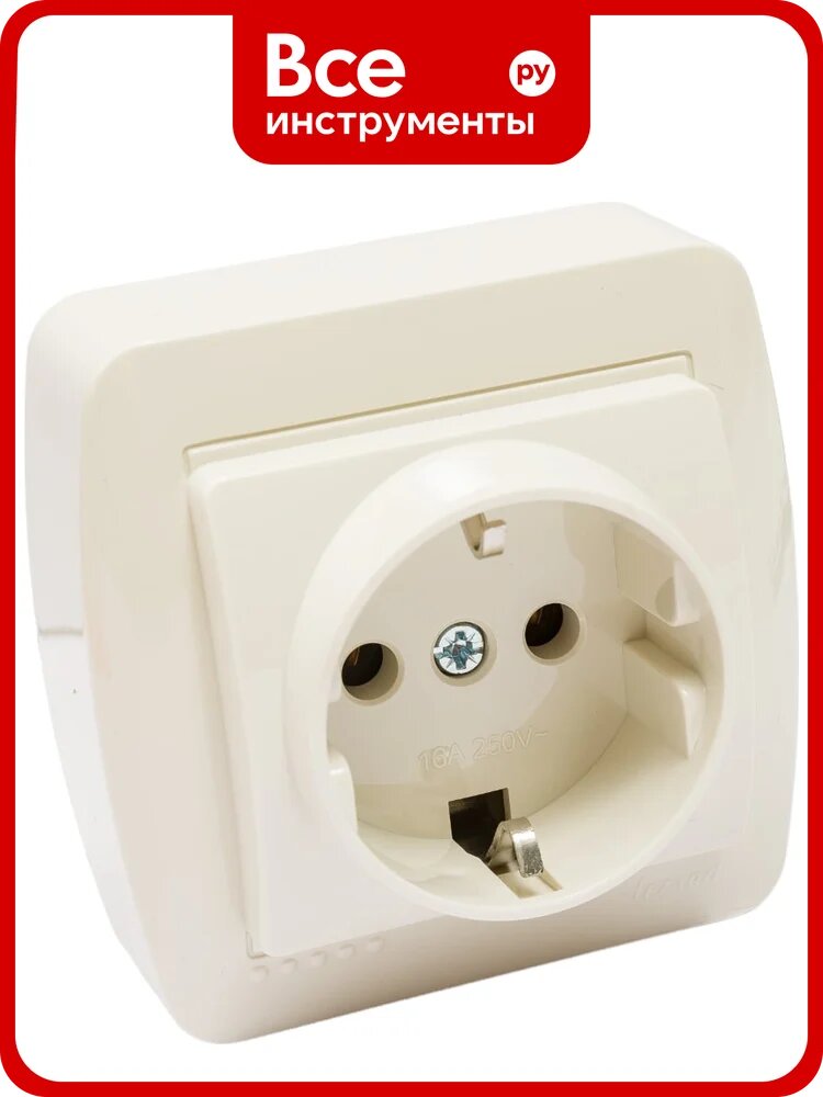 Розетка Lezard DEMET с заземлением, кремовый 711-0300-122