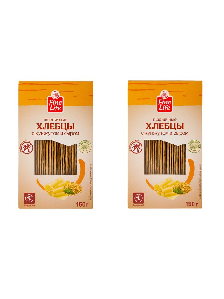 Fine Life Хлебцы пшеничные, с кунжутом и сыром, 150 гр, 2 шт