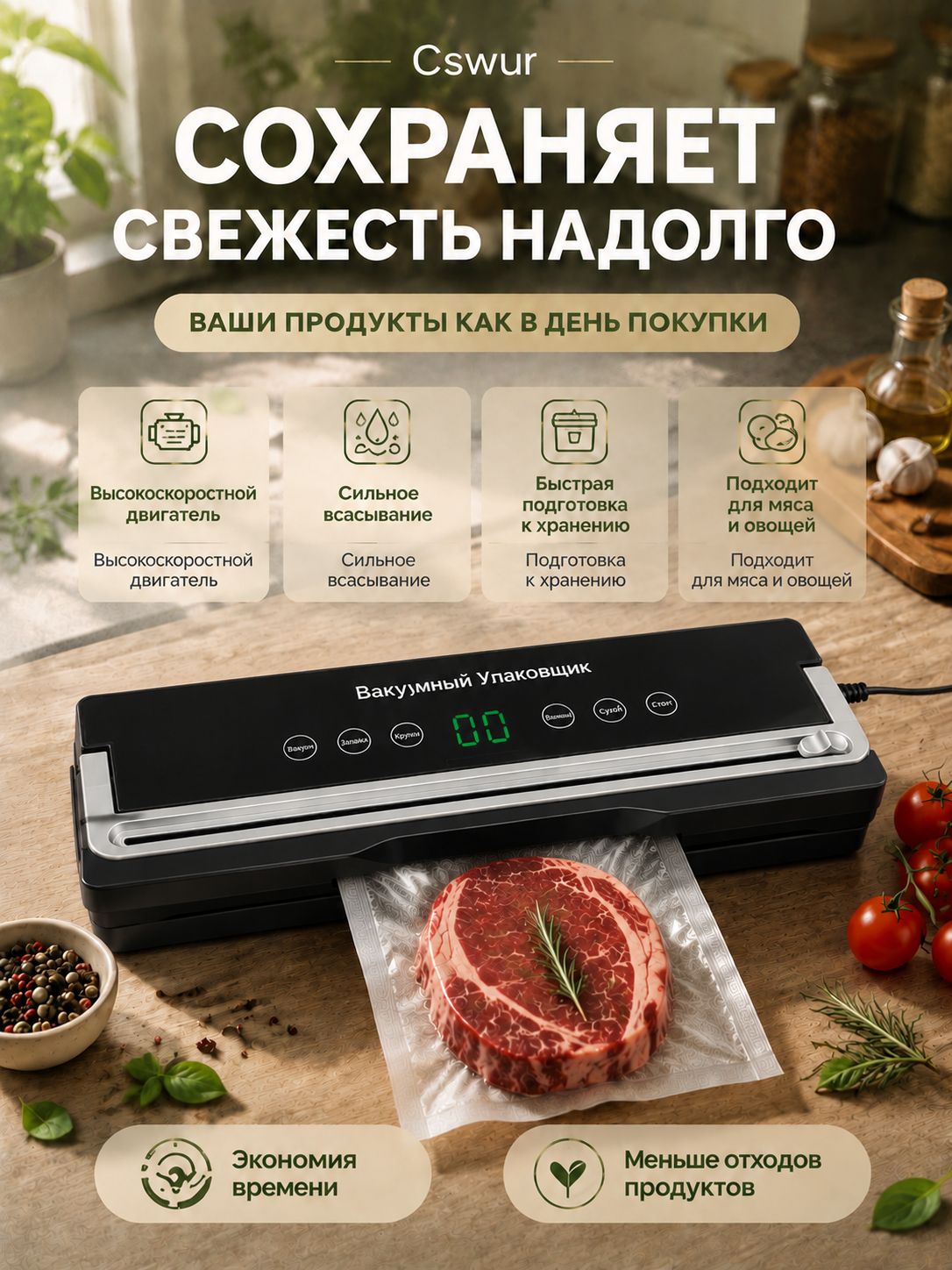 Вакуумная упаковочная машина для хранения пищевых продуктов