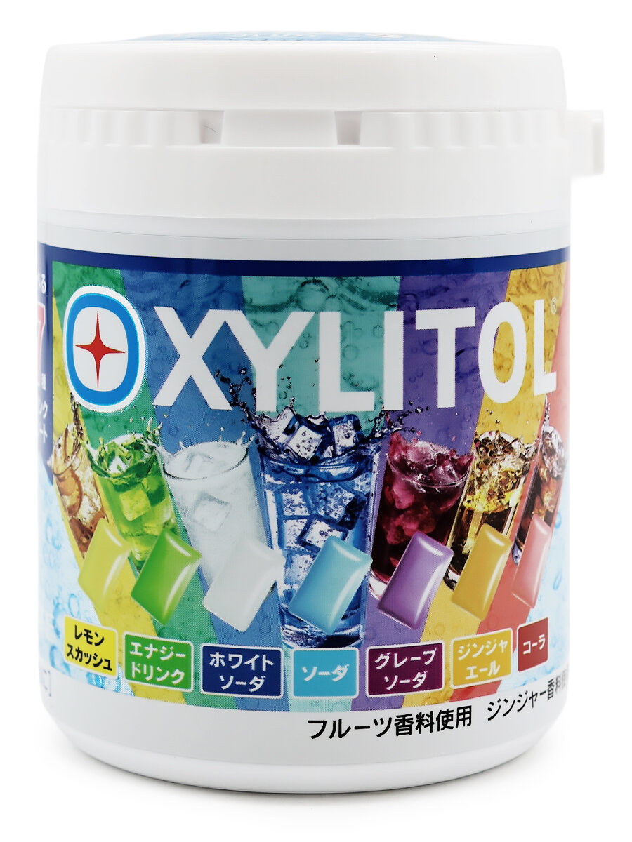 LOTTE Жвачка 7 вкусов напитков с ксилитом Xylitol Gum 7-Flavor Assortment Bottle - Drink, 133 г