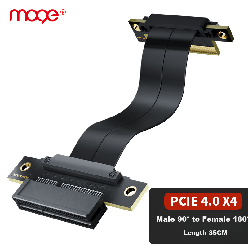 MOGE Capricorn PCIe X4 Extension Cable PCI-E 4.0 Network Card GEN4 Adapter 35cm 90-180 градусов поворота Длина：35
