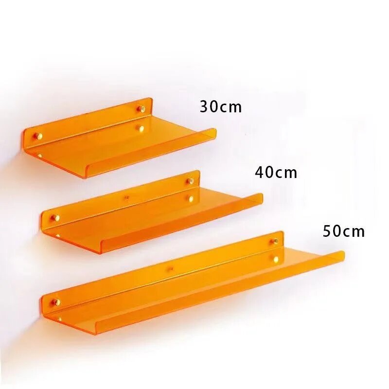 Прозрачные акриловые полки Acrylic Floating Shelves Оранжевый, 3PCS