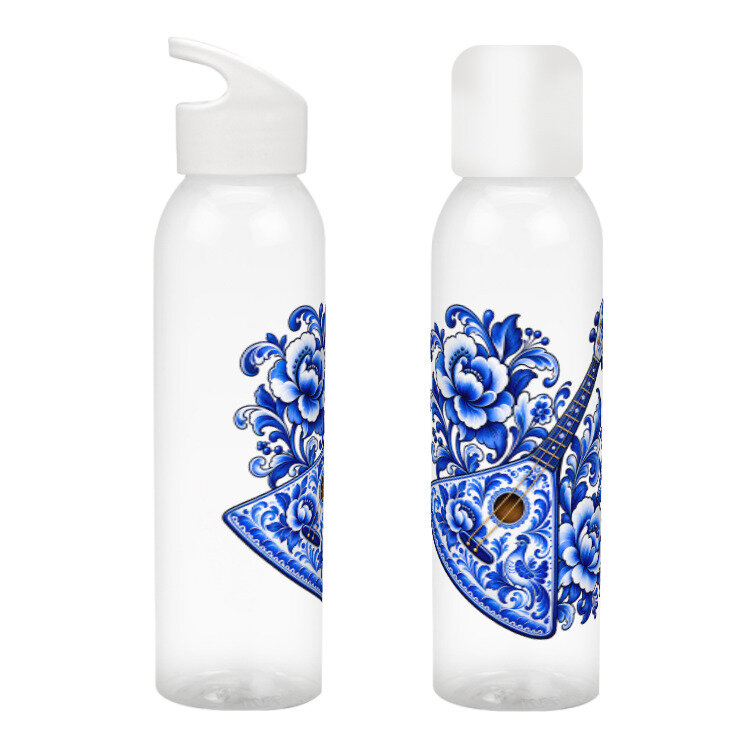 Бутылка для воды «Балалайка в стиле гжель» (белый)