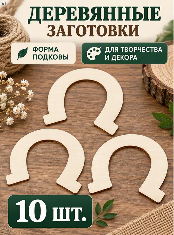10 Штук Неокрашенные Деревянные Подковы Horseshoe Wood Slices Для Творчества 9.10X8.30X0.30Cm