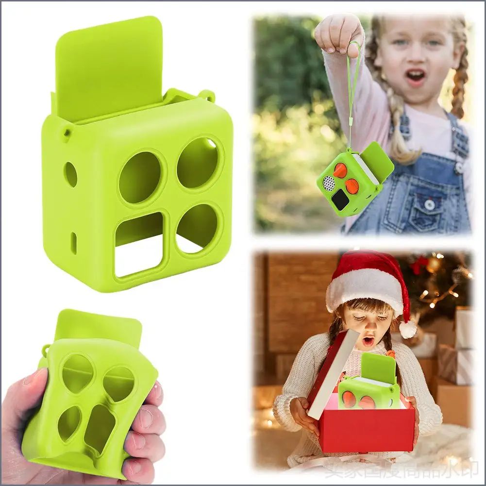 Силиконовый чехол с защитой для Yoto Mini, зеленый, с кармашком