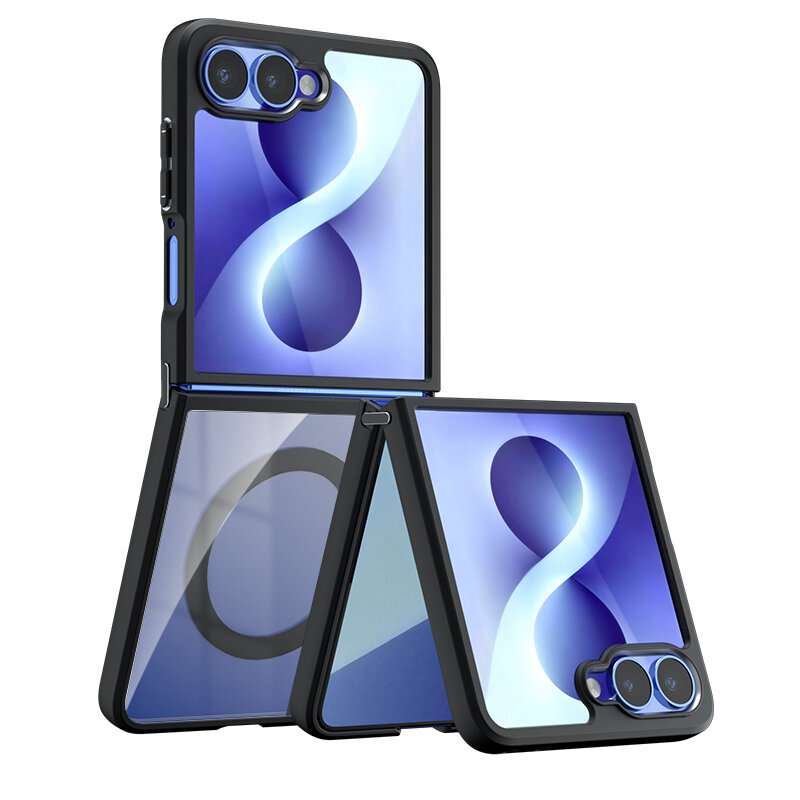 Чехол для Samsung Galaxy Z Flip8 / Samsung Z Flip8 / Самсунг Галакси Зед Флип8, полупрозрачный, чехол-кардиомонитор, поликарбонат (PC), MagSafe, защита камеры, ударопрочный, усиленные углы, Samsung,