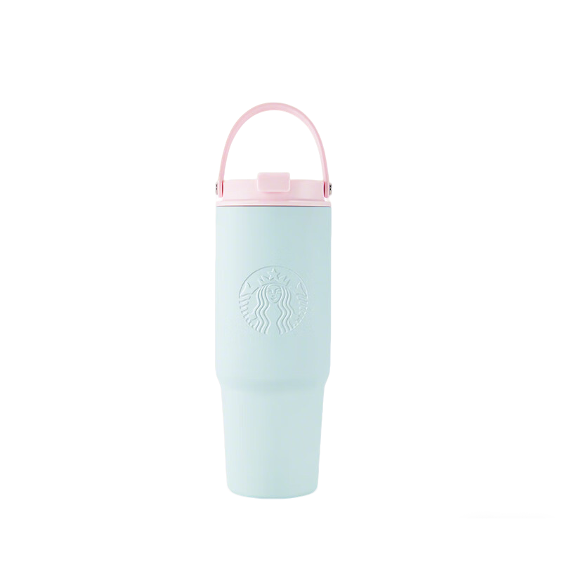 Кружка из нержавеющей стали с двойной крышкой и ручкой 800 мл от Starbucks Spring Clear Sky Series Стиль：800 мл
