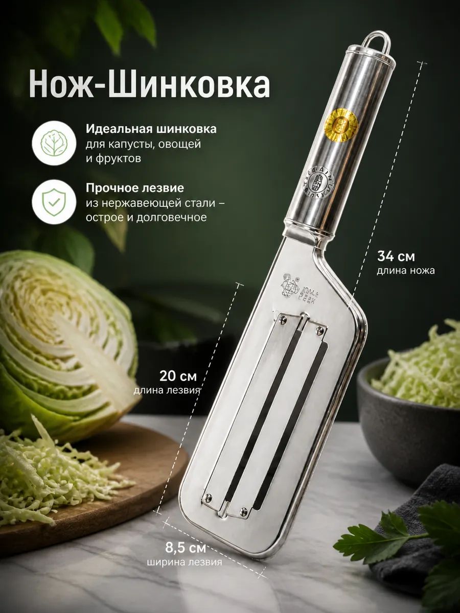 Ручная шинковка с двумя лезвиями - нож для резки капусты, овощей и фруктов