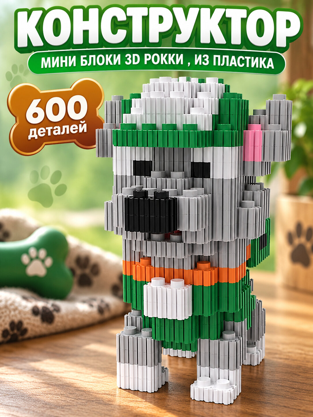 Конструктор классический мини блоки 3D Рокки 600 деталей, из пластика