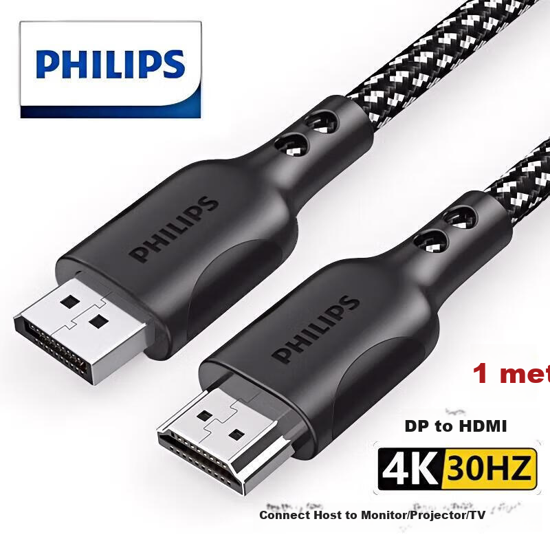 PHILIPS DP в HDMI кабель 4K высокой четкости 1м для ноутбука телевизора монитора проектора Версия：1 метрМодель：DP в