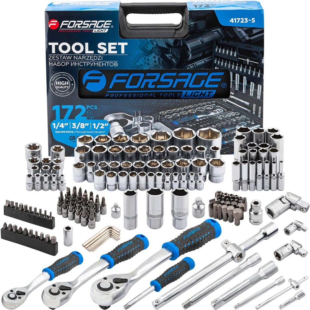 Forsage Набор инструментов 172 предмета 1/4 3/8 1/2 6гр F LIGHT-41723-5(63702)