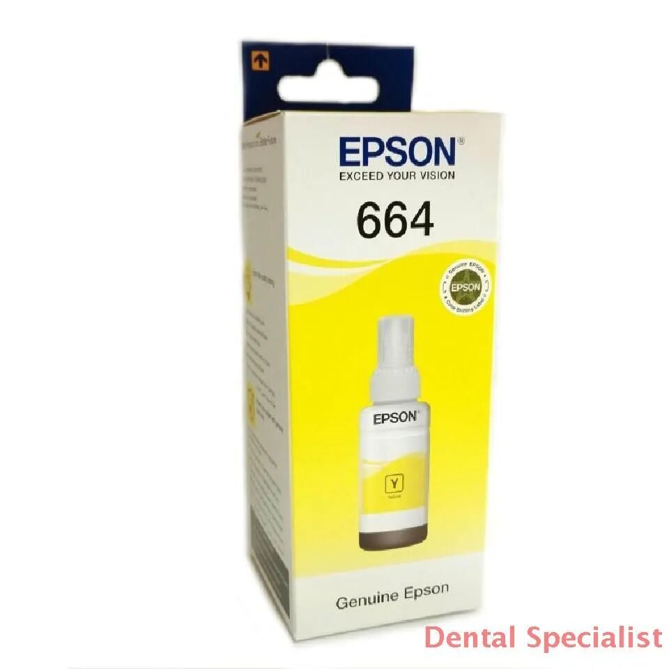 Чернила Epson 664 (T6644), желтые, оригинал, для струйных принтеров