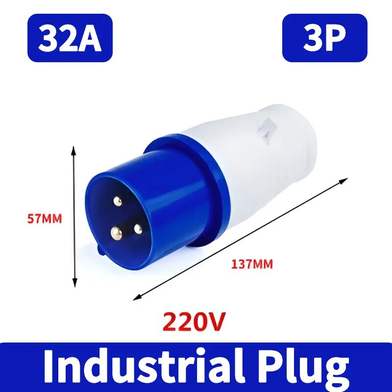Водонепроницаемые розетки IP44 3PIN 4PIN 5PIN 16А/32А Синий, 32A 3P PLUG