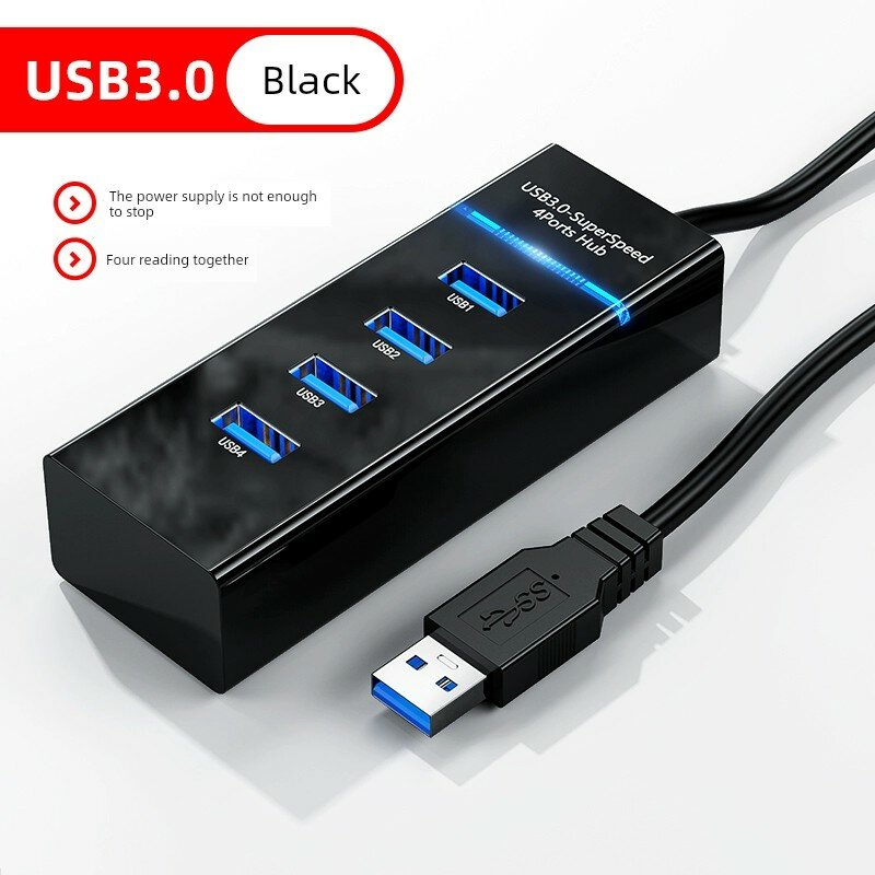 Черный разветвитель USB 3.0 1.0 м с 1 портом USB 3.0, 3 портами USB 2.0 и 4-портовым разветвителем