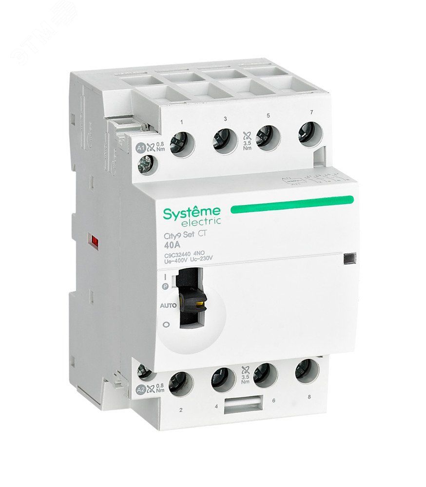 Контактор 4P 4НО 40A AC 400В-230В Systeme Electric City9 Set