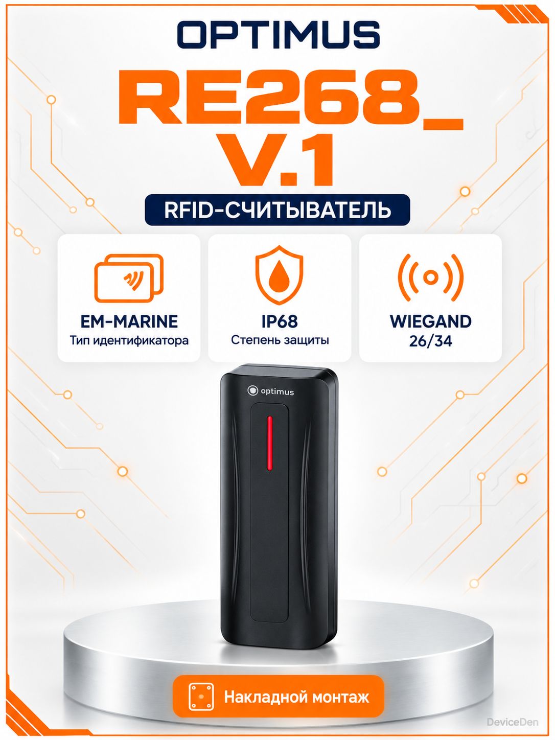 Optimus RE268_V.1 - считыватель для системы контроля доступа, IP68