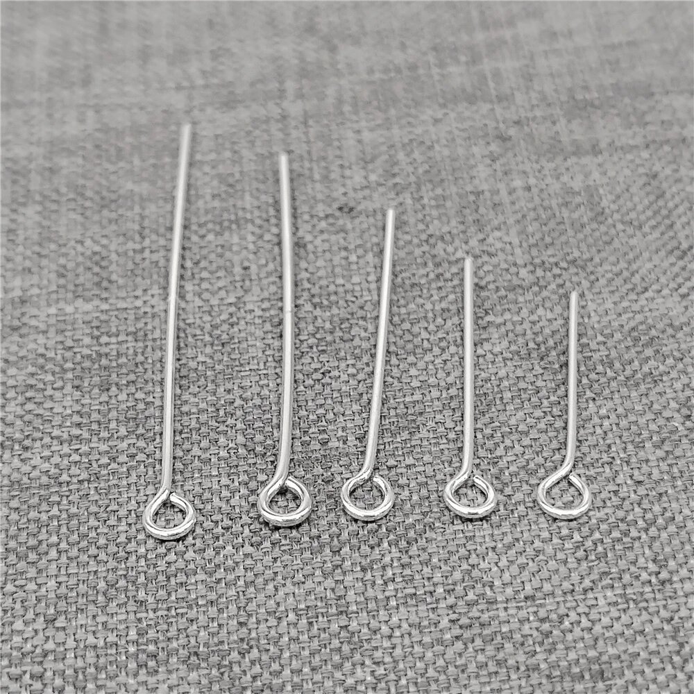 Серебряные штифты с петлей 925 пробы, 13-50 мм, 0.7mm