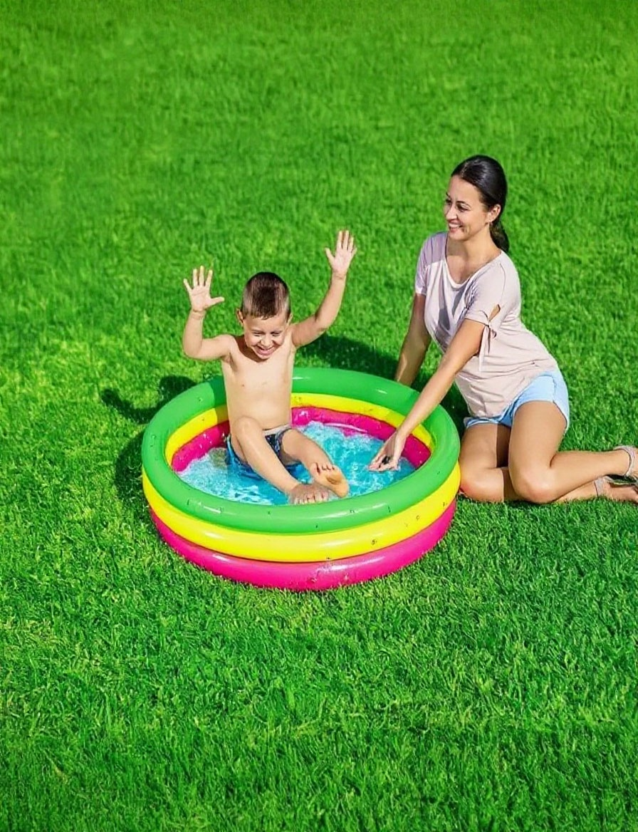 Бассейн надувной детский BESTWAY BW 51104 Summer Set, 105х25 см, Объем 62л, Круглый, Надувное дно, Разноцветный