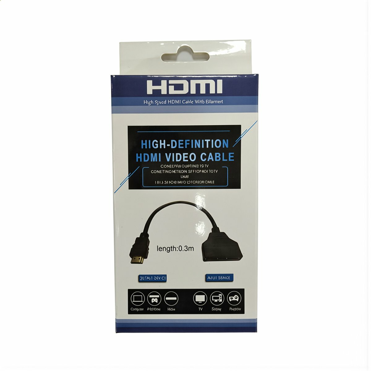 Кабель для подключения ноутбука к дисплею HDMI разветвитель 1 на 2 0.3 метра чистое медное ядро инжекционная цельная конструкция для синхронной передачи аудио видео, 0.3 м чистой меди (упаковка в цвет
