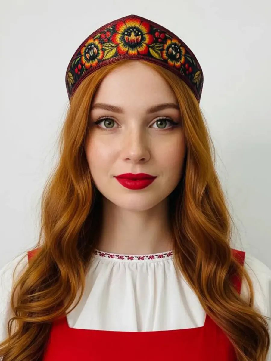 Кокошник миниатюрный, с национальными узорами