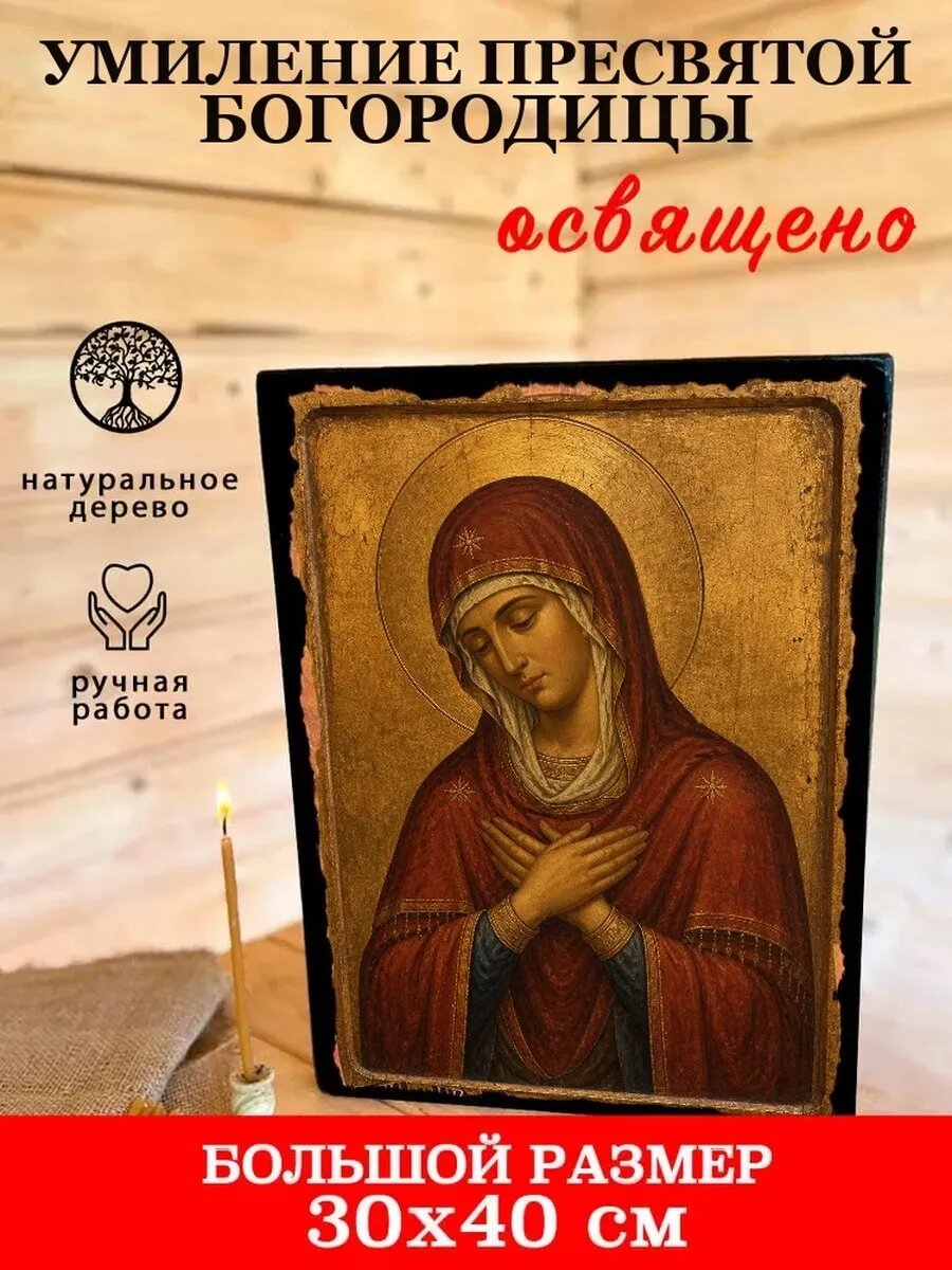 Икона Умиление Пресвятой Богородицы, на дереве, 30×40 см, освящённая