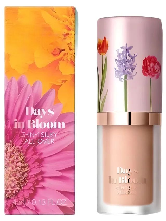 Помада Days In Bloom 3 в-1 Silky All-Over, 01 Endless Sand для губ, Универсальный флюид, 4 мл