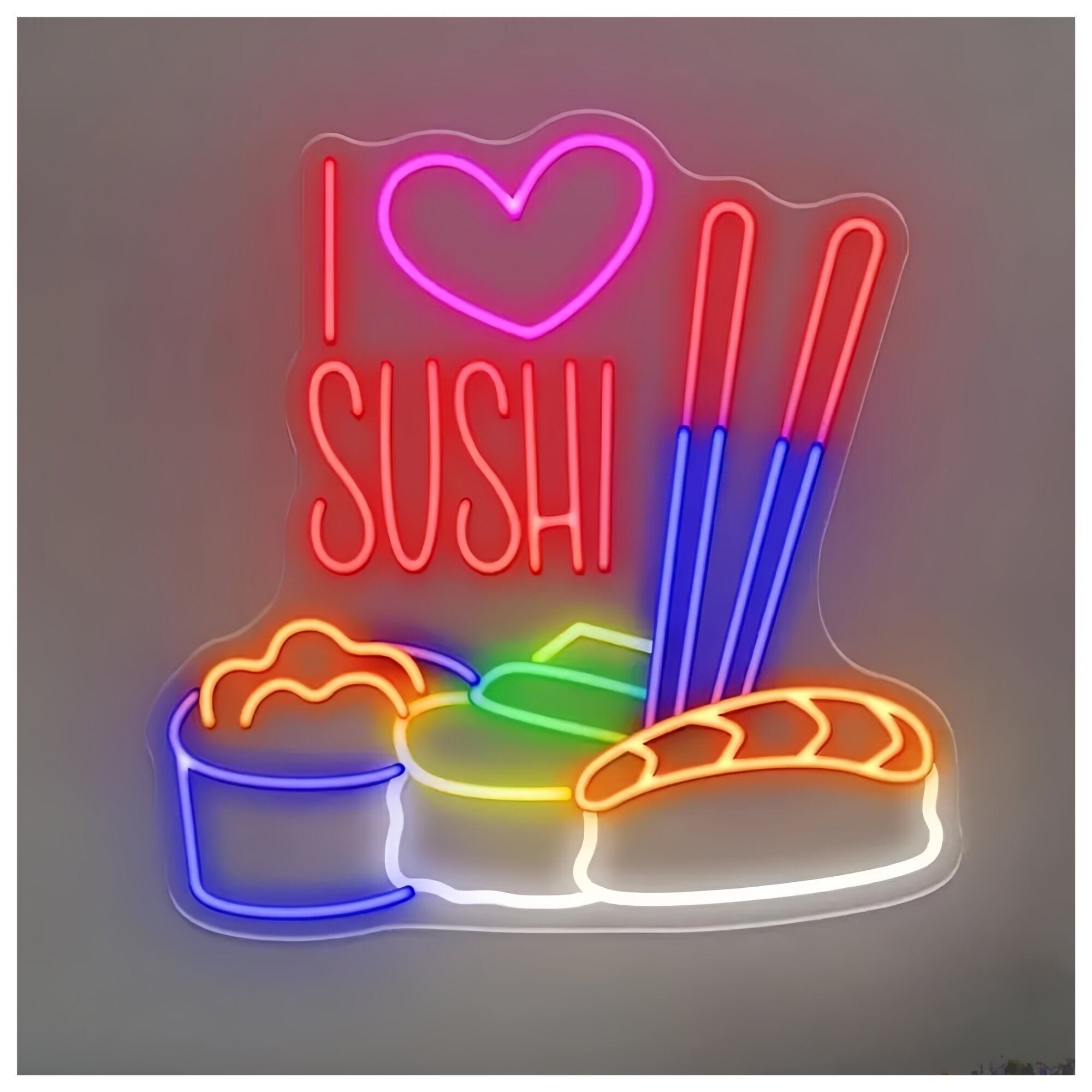Sushi Неоновая Вывеска Декор 38,5смx37,5см