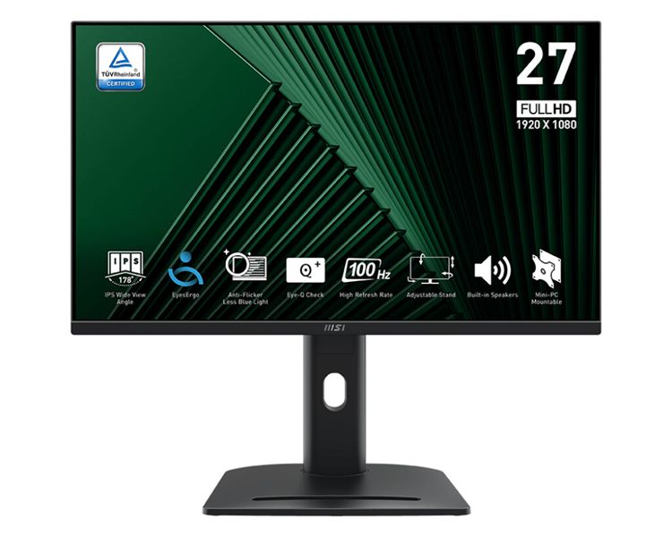 MSI PRO MP275QPDG 27" 16:9 WQHD(2560x1440) IPS Flat, WebCam FHD, 1ms(MPRT), 1300:1,100M:1,250nit,178/178,2xHDMI, DP, USB-C, USB-B, 4xUSB-A, RJ-45, Speaker, Tilt, Swivel, Height, Pivot 100HZ, Black,1y war-ty