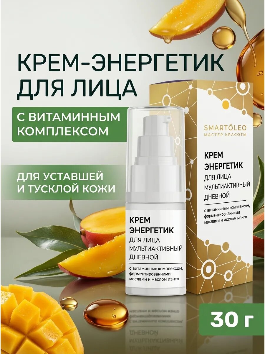 Крем-энергетик для лица, дневной, мультиактивный, с витаминным комплексом, со 30 г