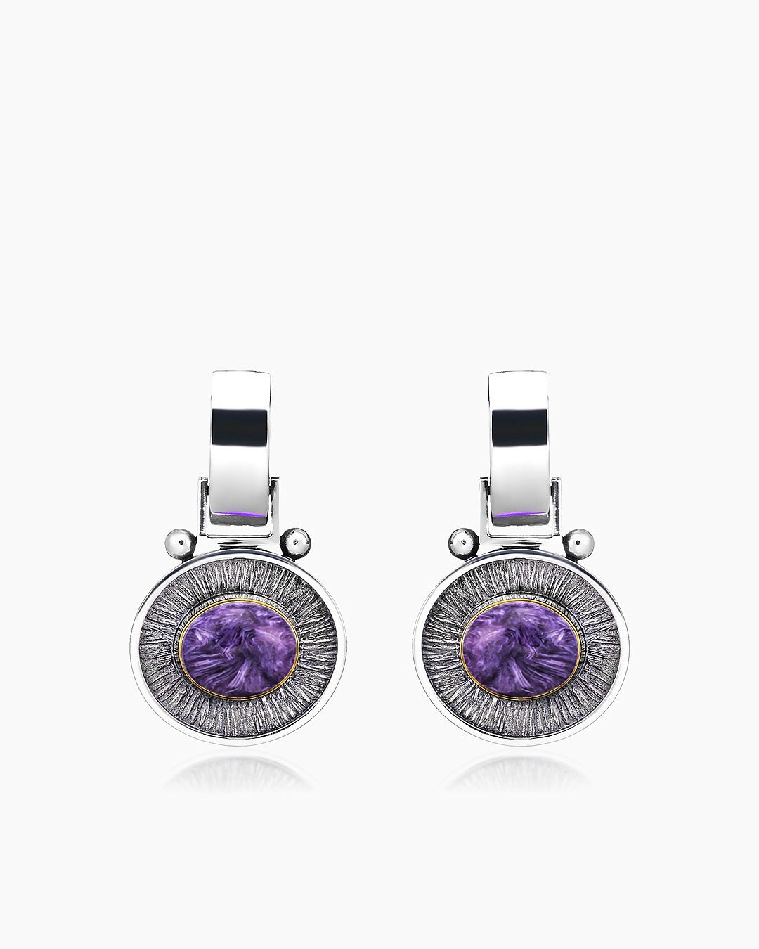 Серьги SARKISSIAN, серебро, 925 проба, чернение, чароит