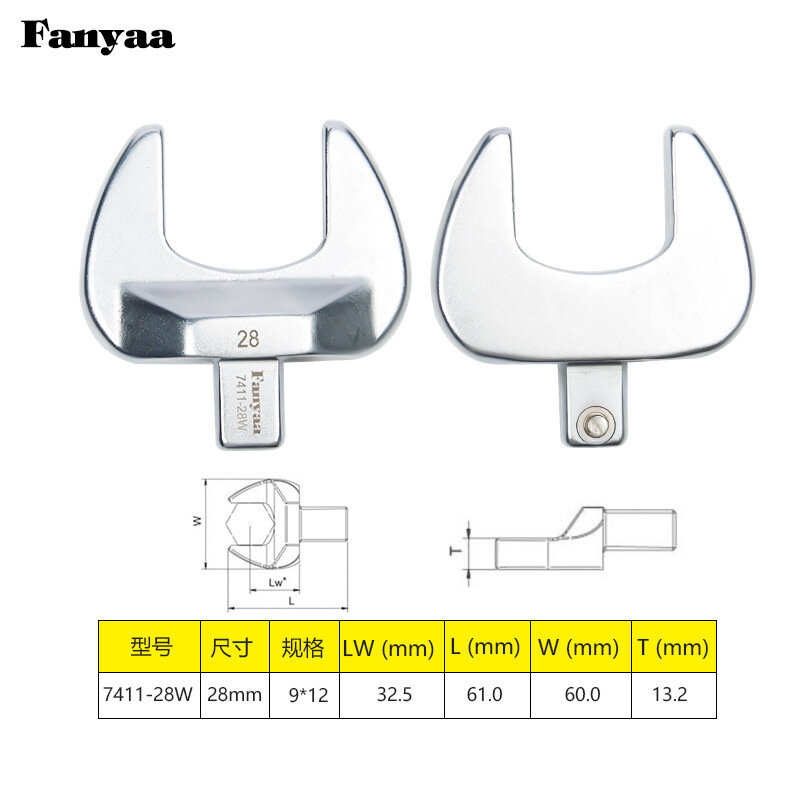 Fanyaa 7411-28W 9*12 Головка для гаечного ключа 28 мм Прочный инструмент