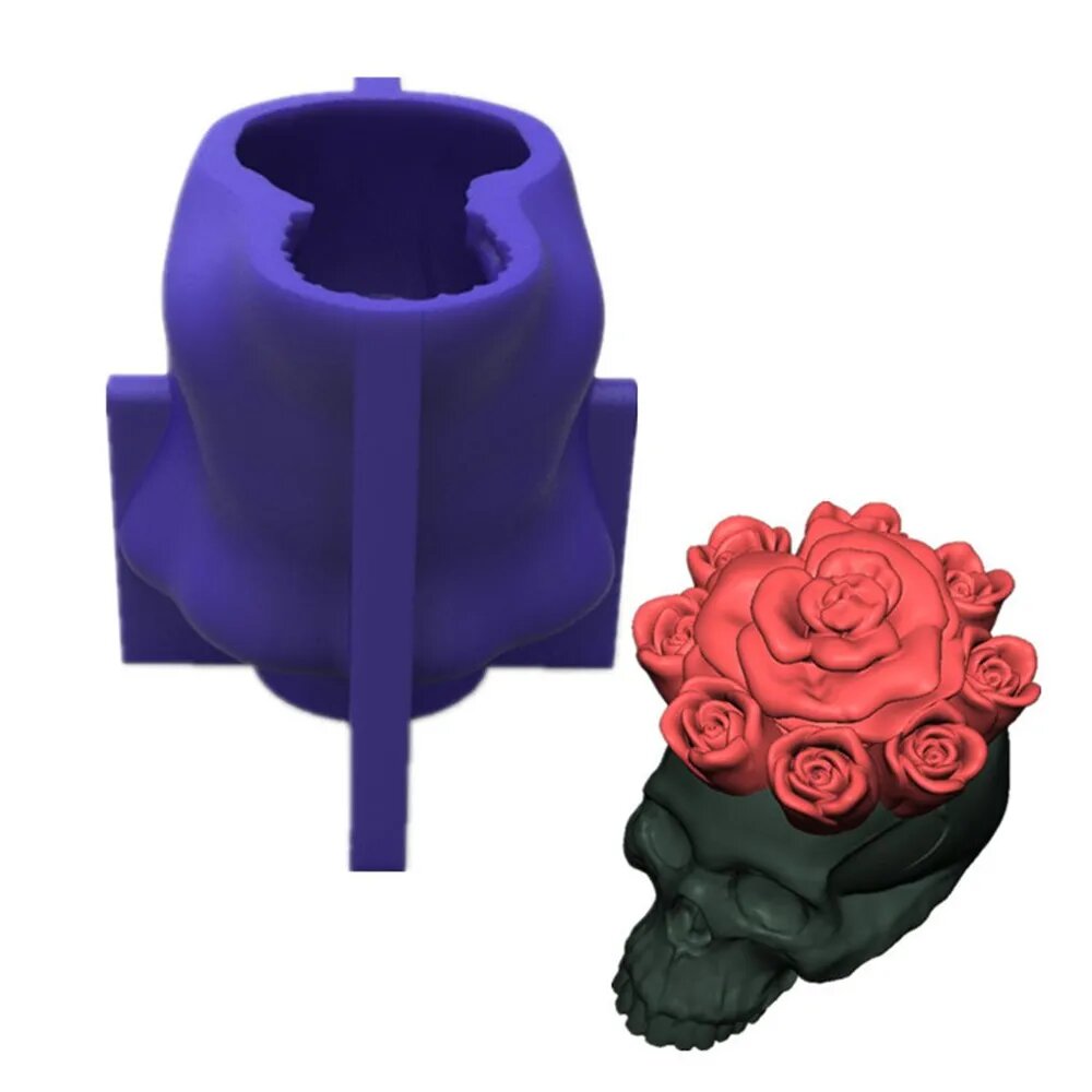 1вопрос 3DСиликоновая форма с розовым черепом