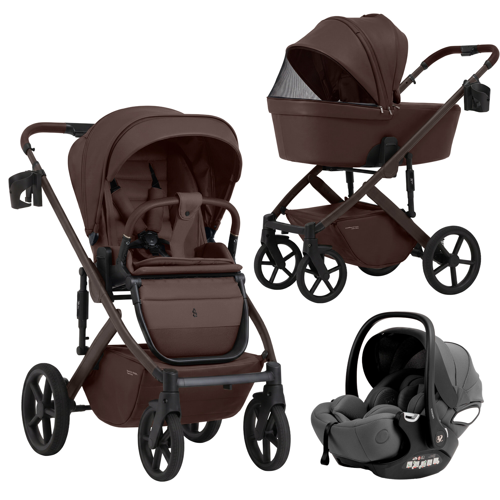 Детская коляска 3в1 Sweet Baby Dolce + Premier, цвет Dark Chocolate SBL / ECO (Тёмно-шоколадный)