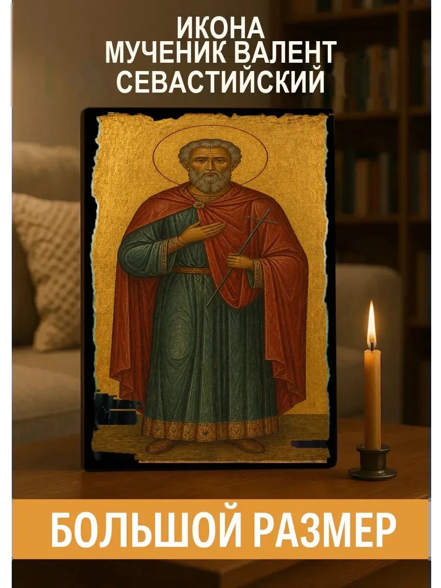 Икона Мученик Валент Севастийский, на дереве, 30×40 см, освящённая