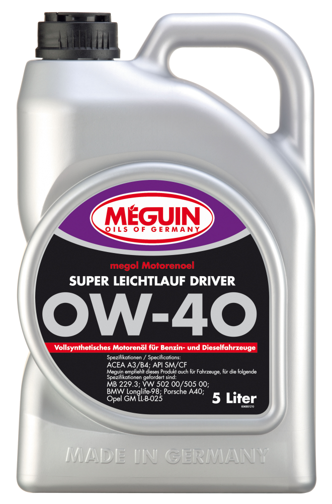 Синтетическое моторное масло Meguin Super Leichtlauf Driver 0W-40, 5л