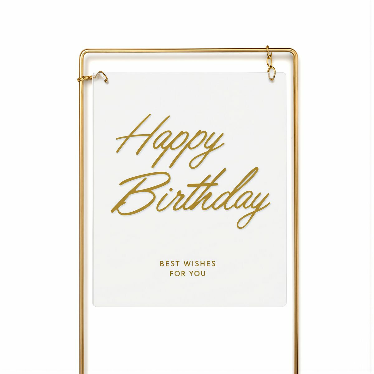 Топпер для торта из акрила с золотой металлической рамкой надпись Happy Birthday декор для десертного стола праздник день рождения, Акрил с кованой рамкой — прозрачный квадратный