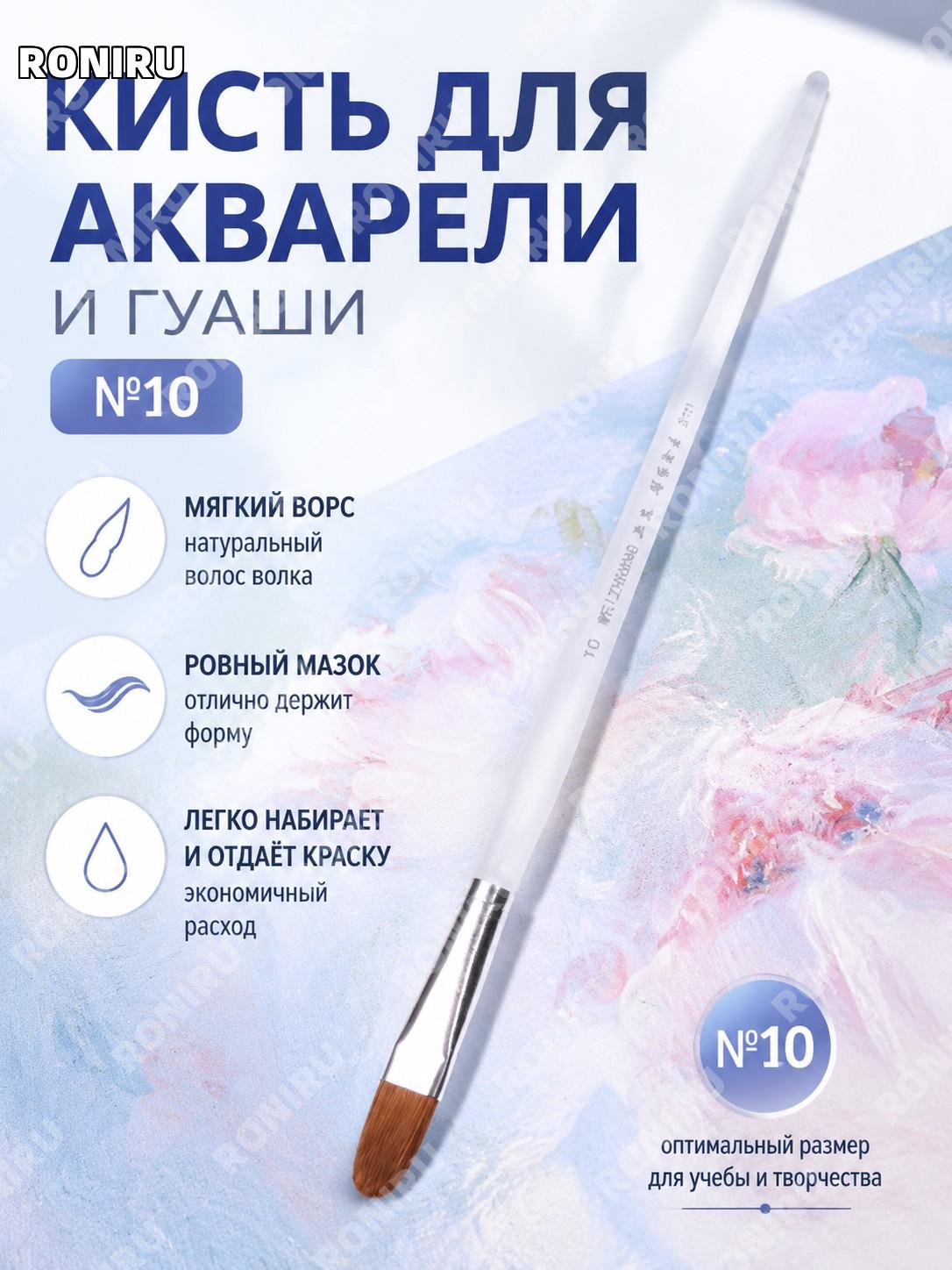 Кисть для рисования прозрачная 10号 пластиковая водяная акварельная масляная художественная для красок и творчества