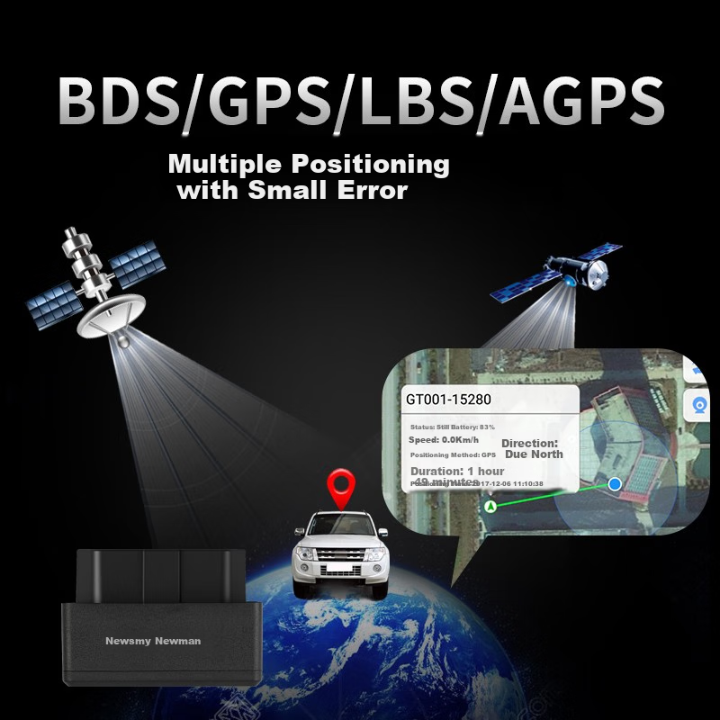 Newsmy Автомобильный GPS-трекер 4G OBD Двойной SIM-карта 1 год Беспроводная установка Антикражная система Цвет：4G OBD с