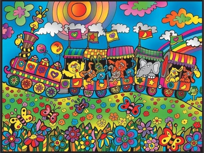 Набор для рисования, росписи Colorvelvet бархатная раскраска Поезд, 47x35 см