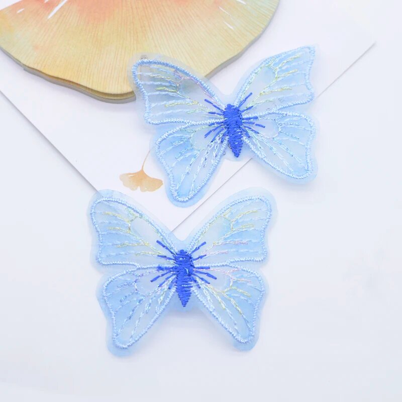 20 шт. синие бабочки-аппликации, Color: Blue