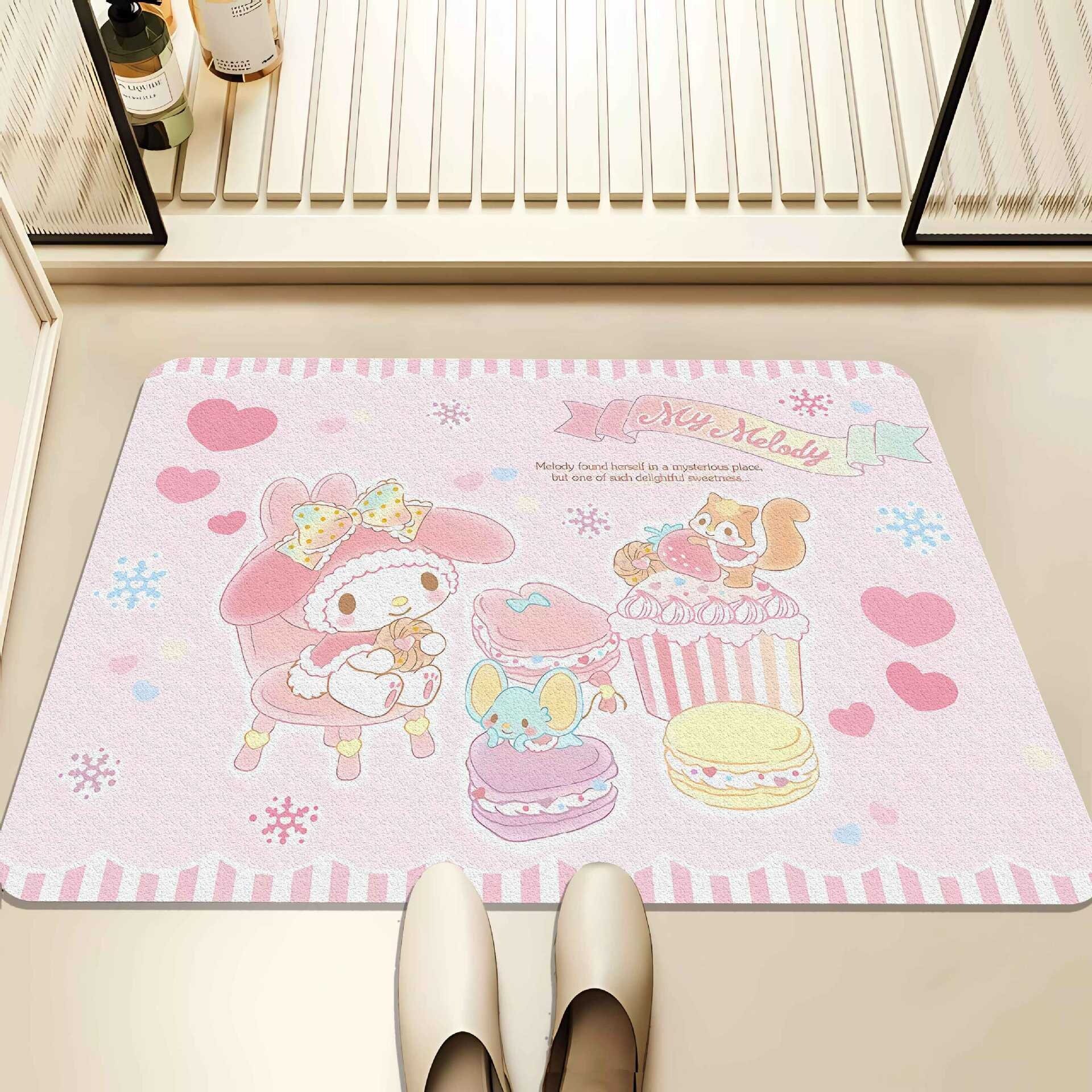 Коврик из диатомовой глины Sanrio My Melody противоскользящий впитывающий для ванной торт полосы 40x60 см