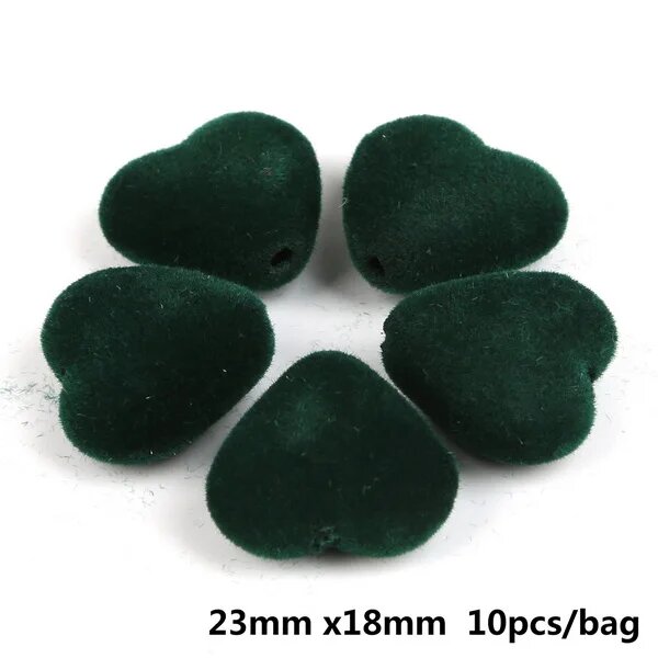 Бархатные бусины в форме клевера, 23x18 мм, Dark Green