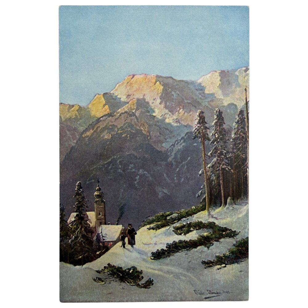 Почтовая открытка "Дорога к храму" 1910-1917 гг. Германская Империя