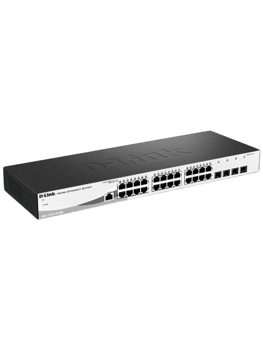 Коммутатор D-Link DGS-1210-28/ME/A2B, SFP, RJ-45, 28 портов, 56 Гбит/с, управляемый, чёрный